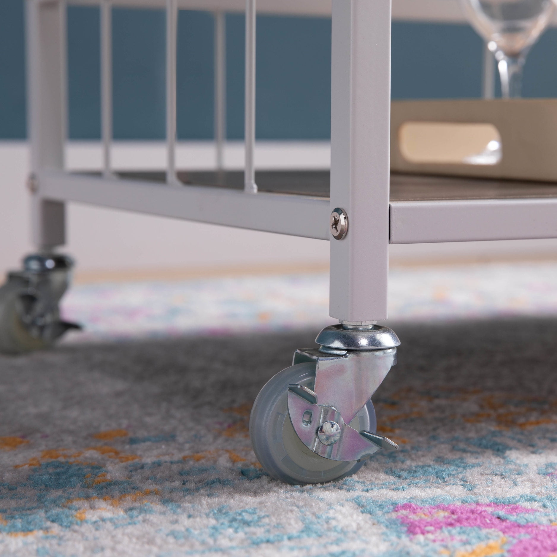 Rolling three - tier kitchen storage cart with wine rack locking wheels ...