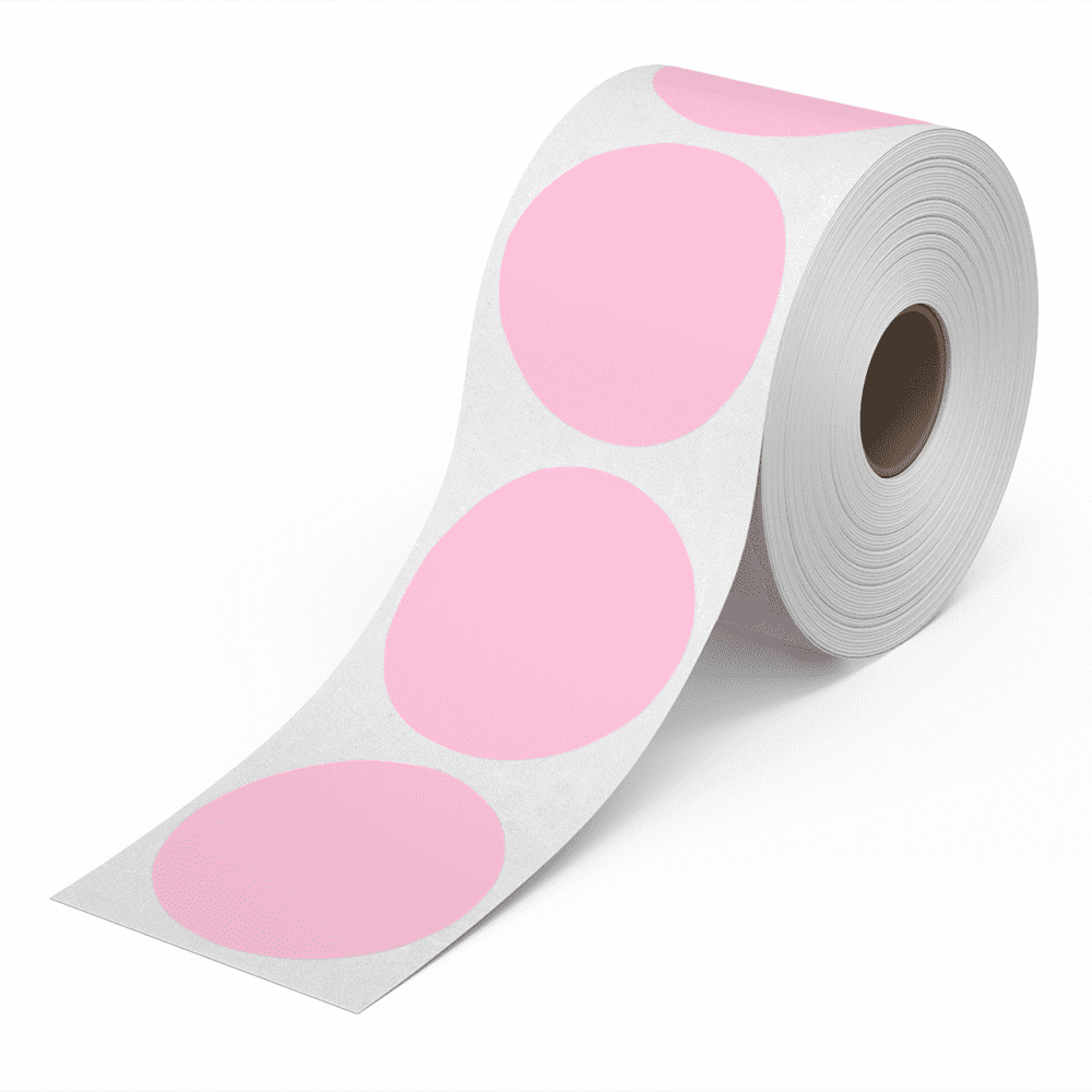 Rollo 2 Inch Round Pink Thermal Labels, 1,000 Direct Thermal Stickers ...