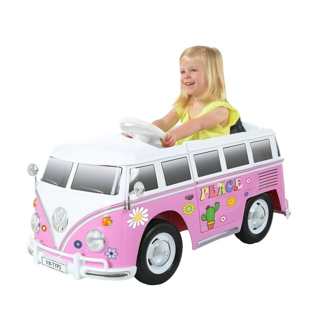 Rollplay 6V VW Type 2 Bus Ride-on Battery Powered Toy Car, Pink ...