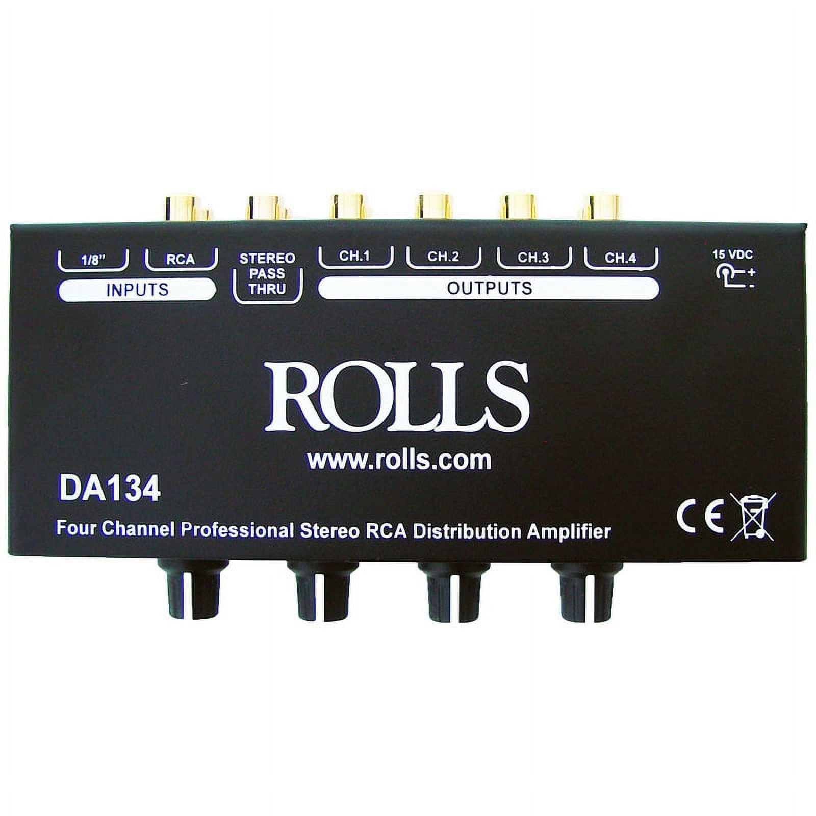 Rolls DA134 4-Channel RCA Line Level Distribution Amplifier with 3.5 mm ...
