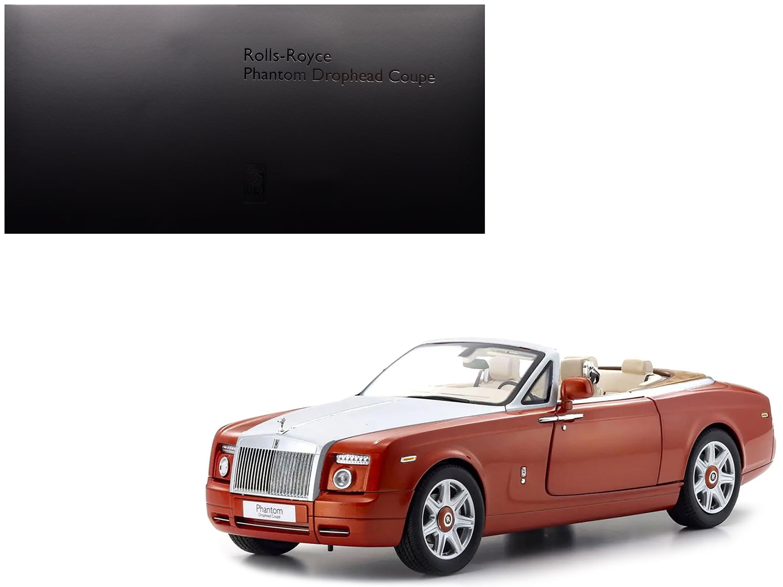 Rolls Royce Phantom Drophead Coupe Orange Metallic with Silver Hood 1/ ...