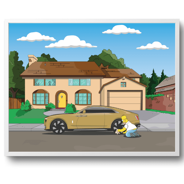 Rolls Royce Spectre The Simpsons 2024 24x30 homer art bart south park ...