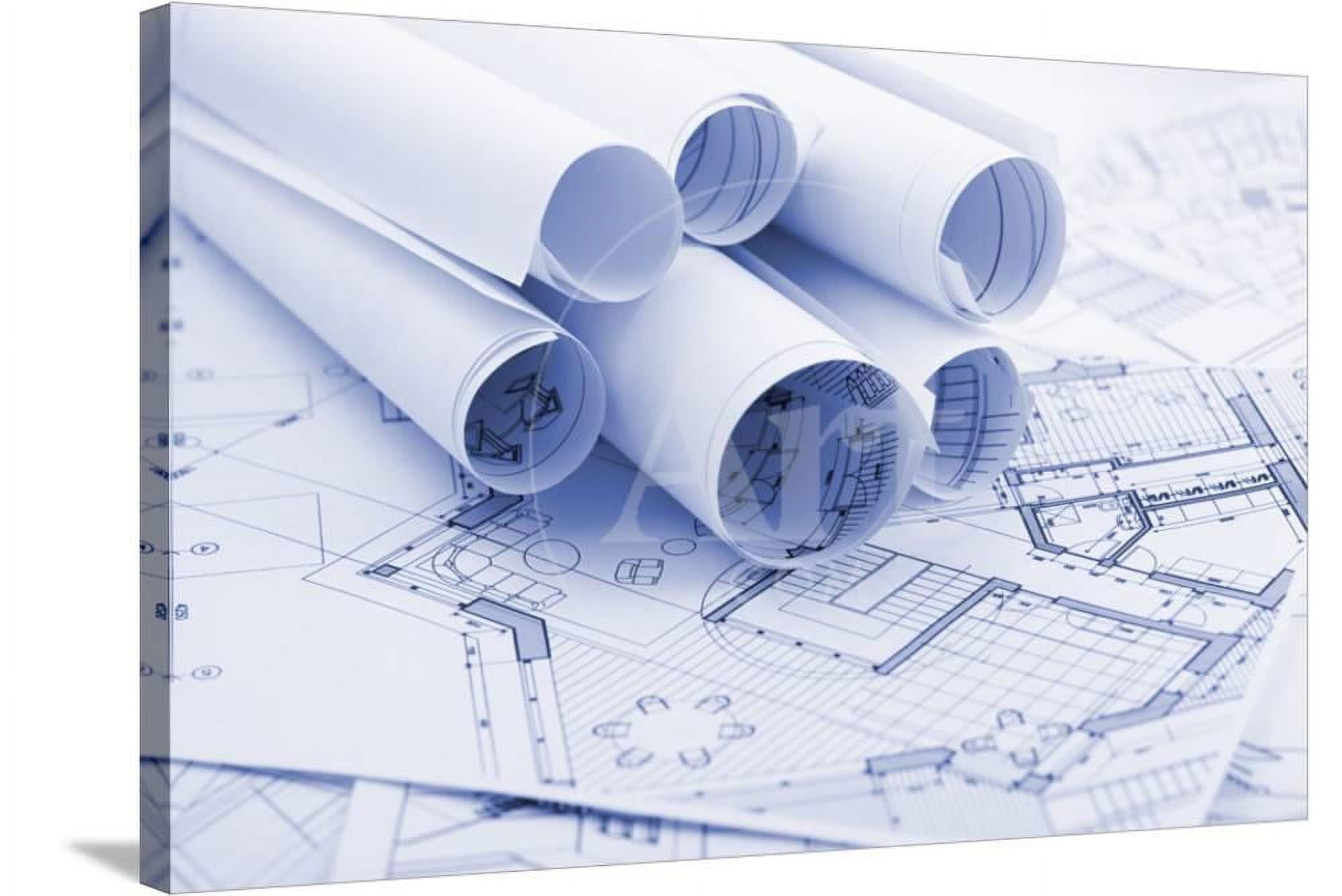 Rolls of Architecture Blueprints, Stretched Canvas Wall Art by Vladimir ...
