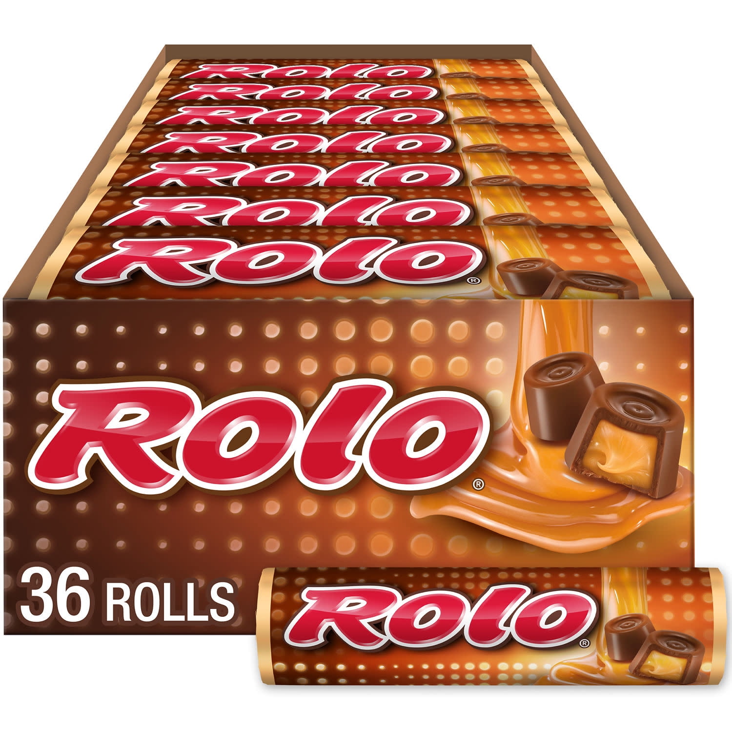 Rolo Family Size Wrapped Rich Chocolate Caramels Candy, 36 Bulk Rolls ...