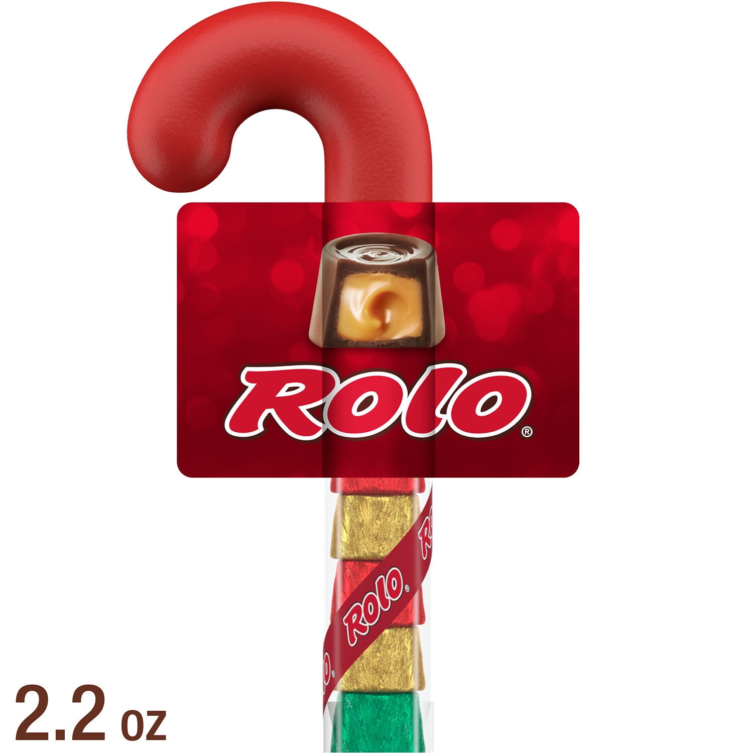 Rolo Rich Chocolate Caramels Christmas Candy, Plastic Cane 2.2 oz ...