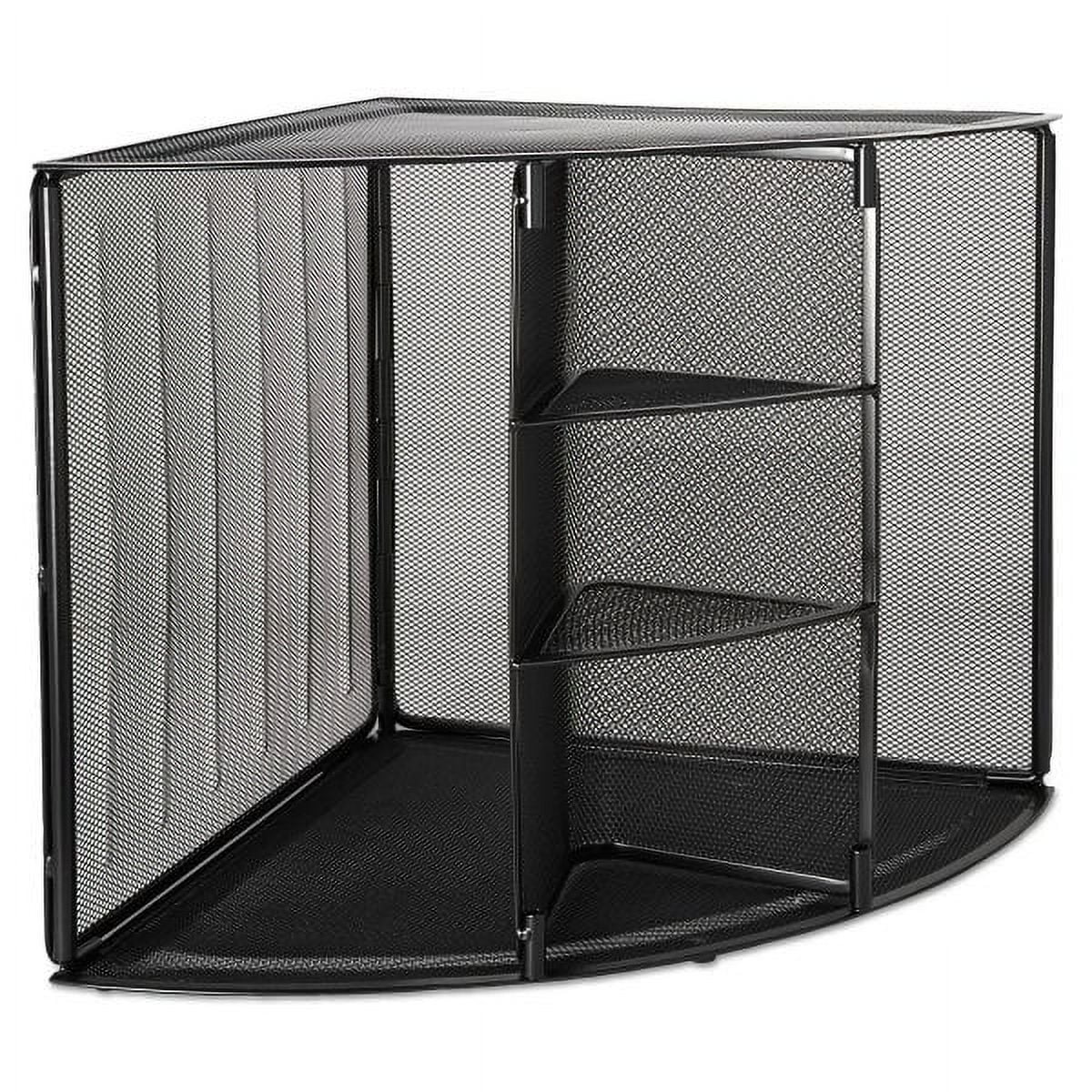 Rolodex Mesh Corner Desktop Shelf, Five Sections, 20 x 14 x 13, Black ...