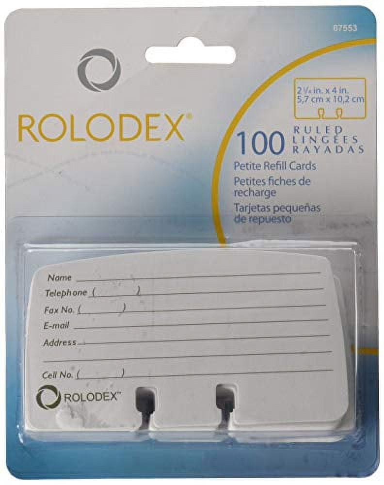 Rolodex Petite Refill Cards, 2 1/4 x 4, 100 Cards/Pack - Walmart.com