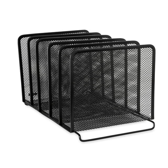 Rolodex Black Mesh Metal Desktop Organizer, 5 Section File Folder ...