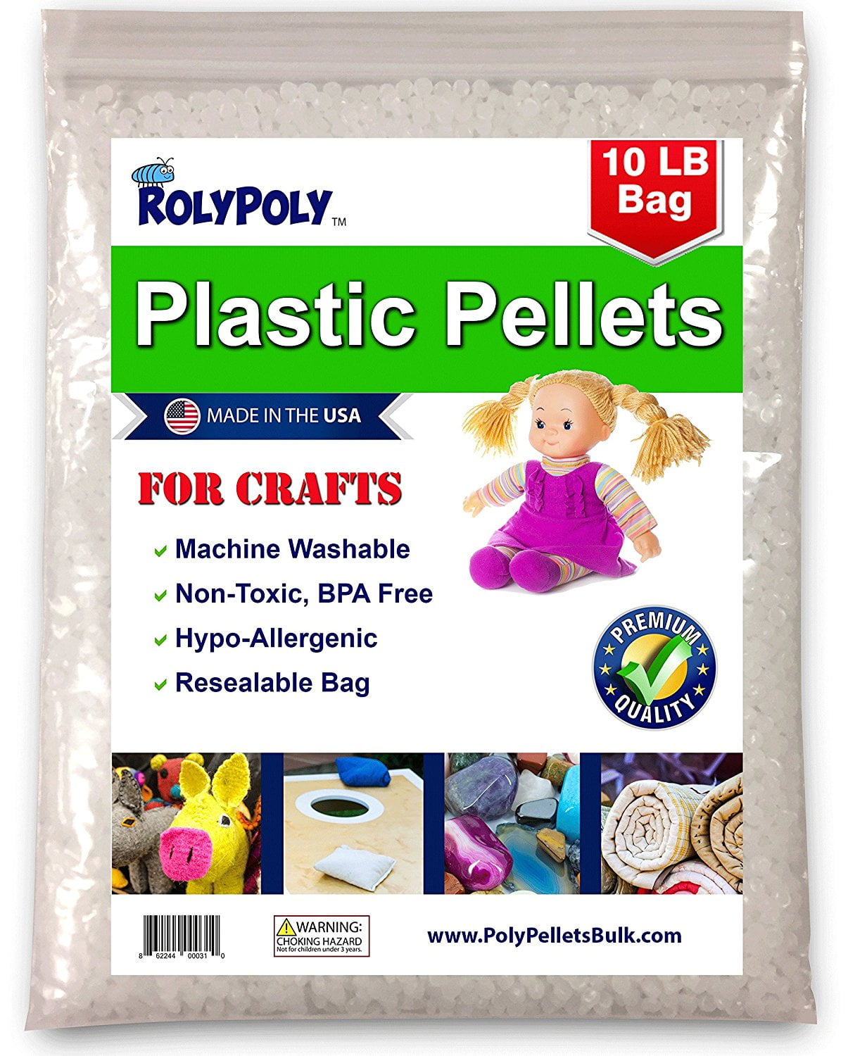 Friendly Filler Roly Poly Plastic Pellets (10lb Bag) for Weighted ...