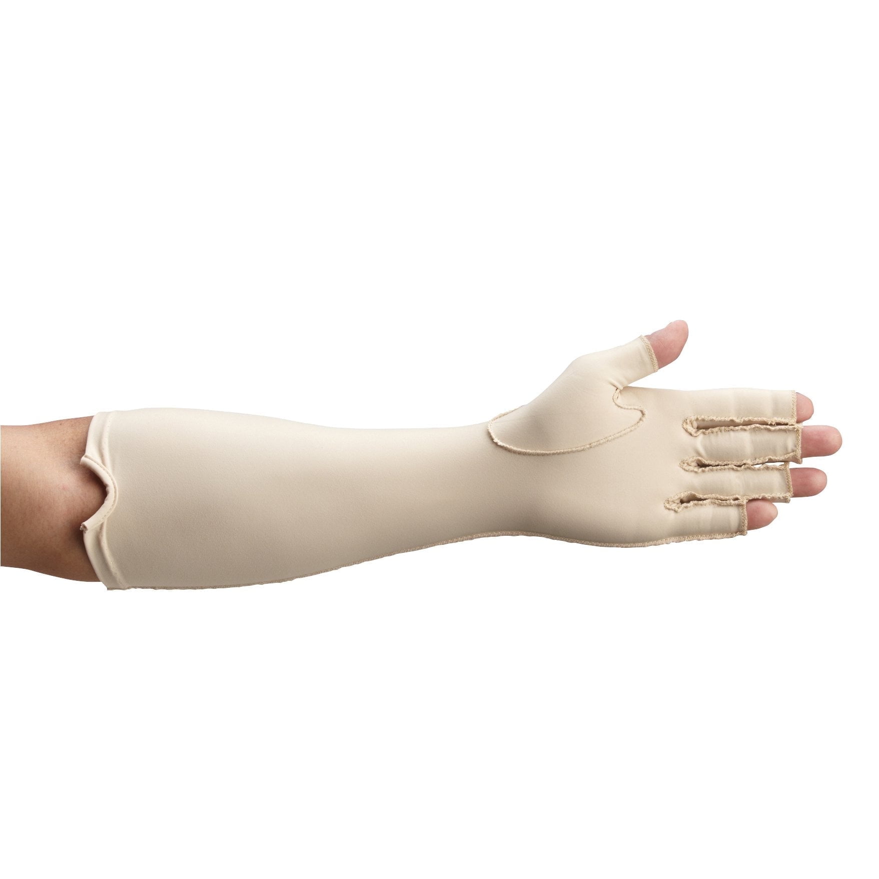 Rolyan Open Finger Compression Glove, Left Hand, Large, Forearm Length ...