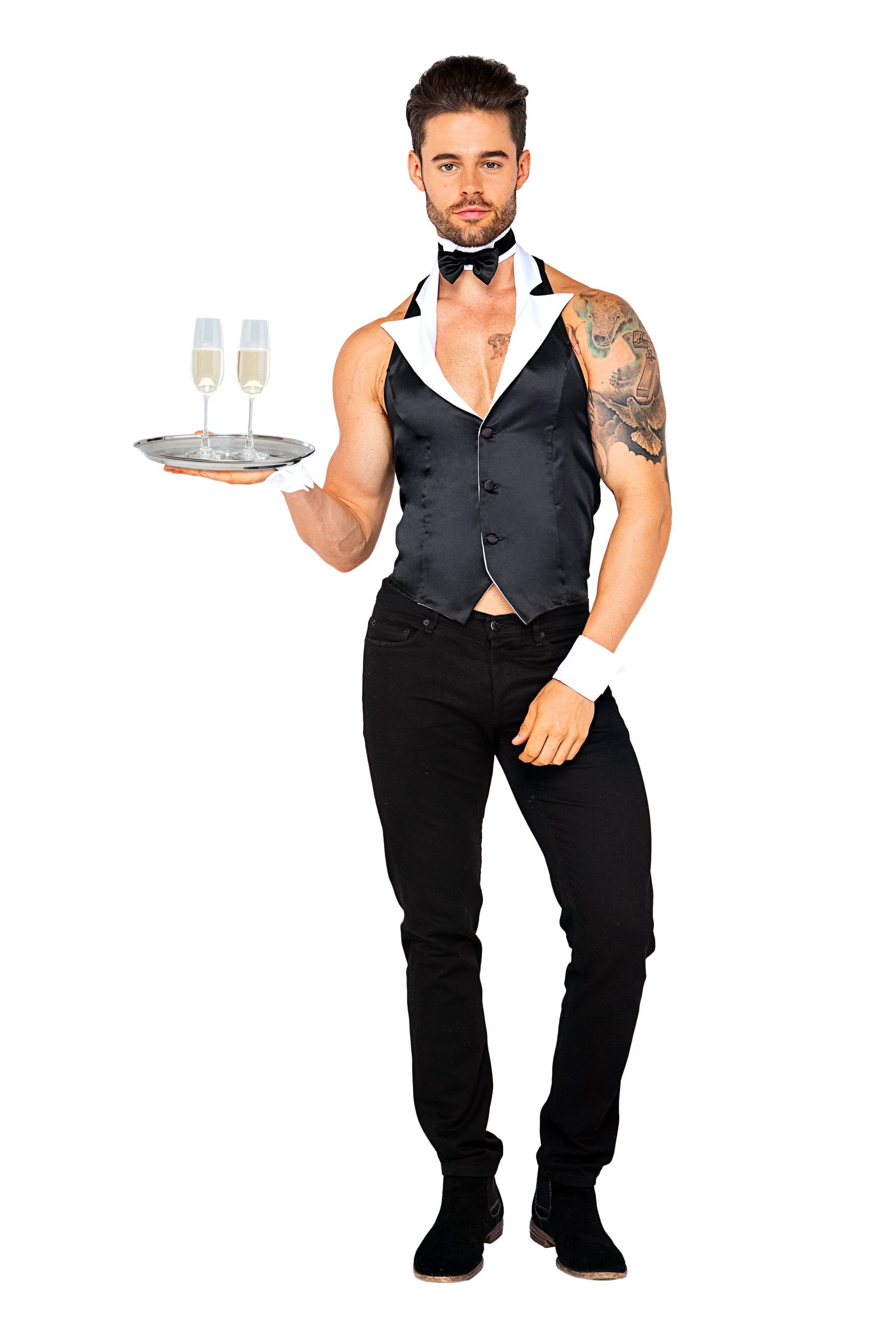 Roma Costume 5123 - 4pc Butler Beefcake, Black/White, Small - Walmart.com