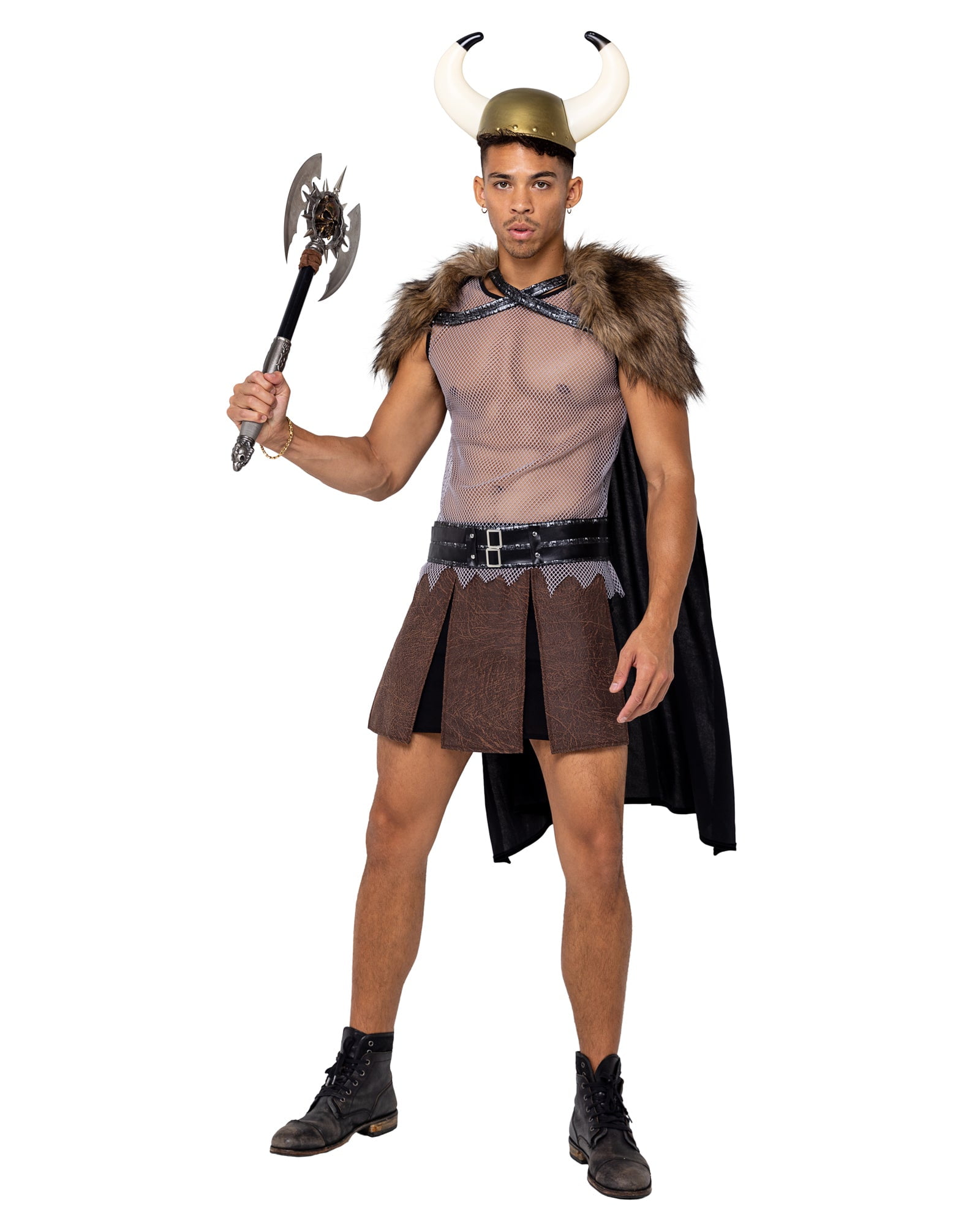 Roma Costume 6168 - 4PC Mens Valiant Viking Warrior, Brown/Grey, Medium ...
