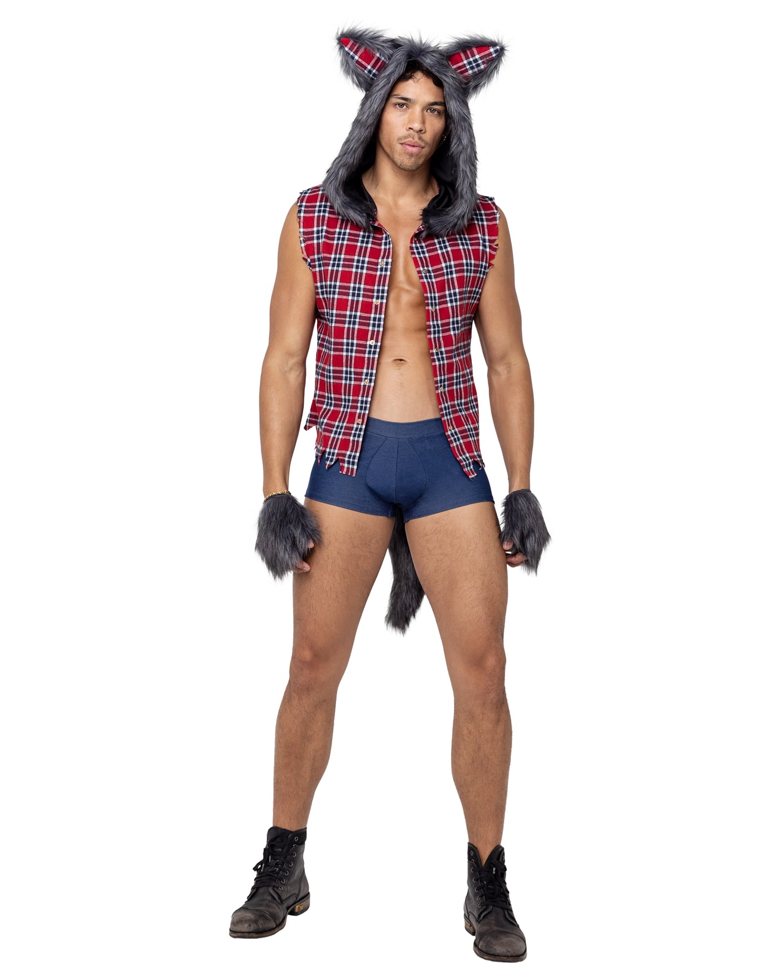 Ro-Ma Men's Full Moon Werewolf Costume, Halloween Outfit, Red Blue Grey ...
