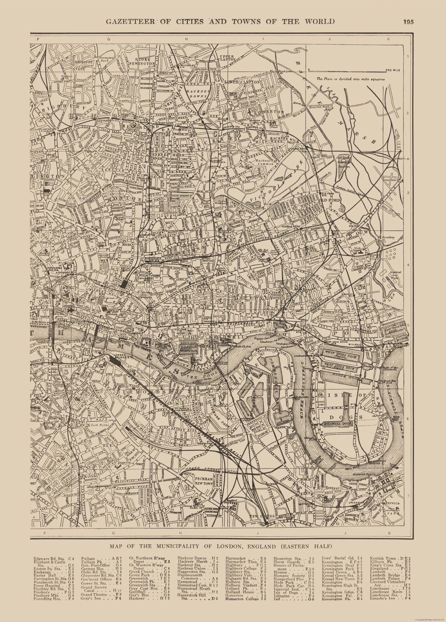 Historic Map - London Eastern - Reynold 1921 - 23 x 32.04 - Vintage ...