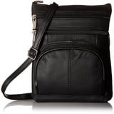 "Roma Leathers Genuine Leather Crossbody Purse, Black, Multi-Pocket ...