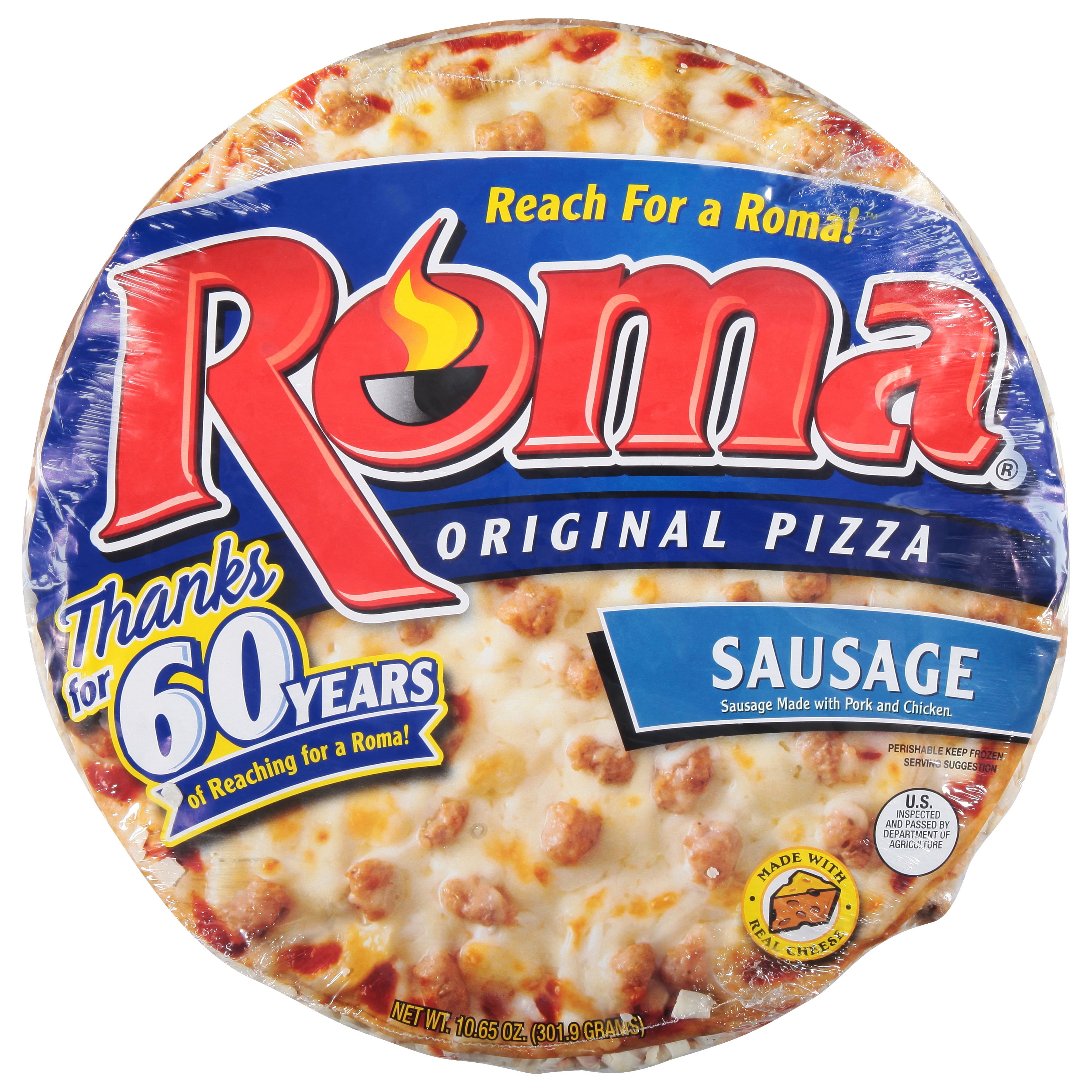 Roma Original Sausage, Thin Crust, Frozen Pizza, 10.65 oz - Walmart.com