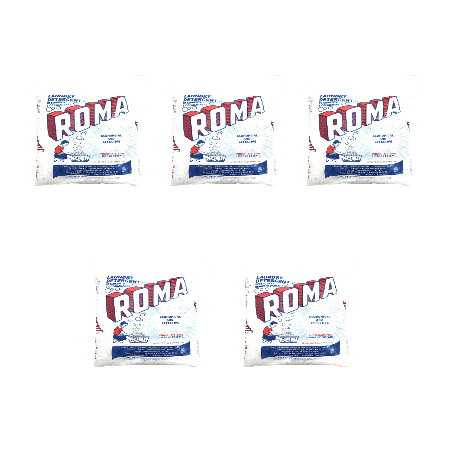 Roma Powder Laundry Detergent 4.4 lb Biodegradable – 5 Pack - Walmart.com