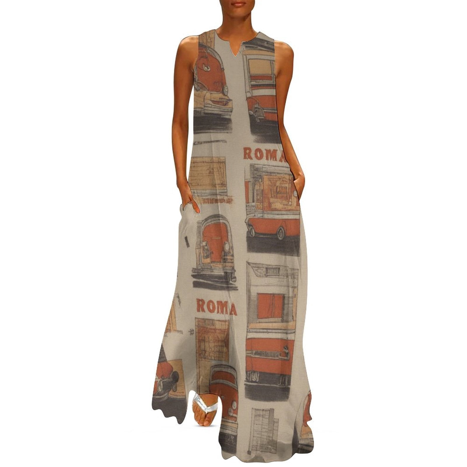Roma Retro Car Long Dress Luxury Woman Evening Dress Long Veiled ...
