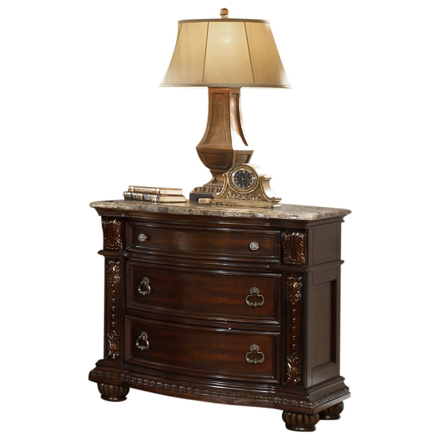 Roma Traditional Style Nightstand made with Wood in Dark Walnut ...
