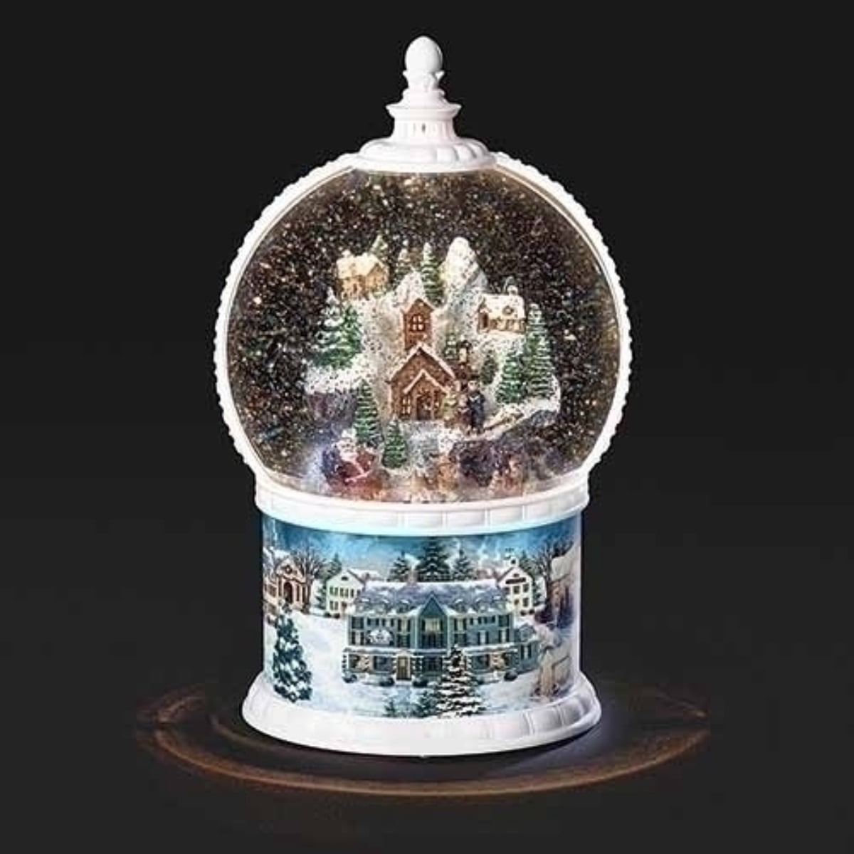 Roman 10.25" White and Blue Swirl Dome with Santa LED Tabletop Snow ...