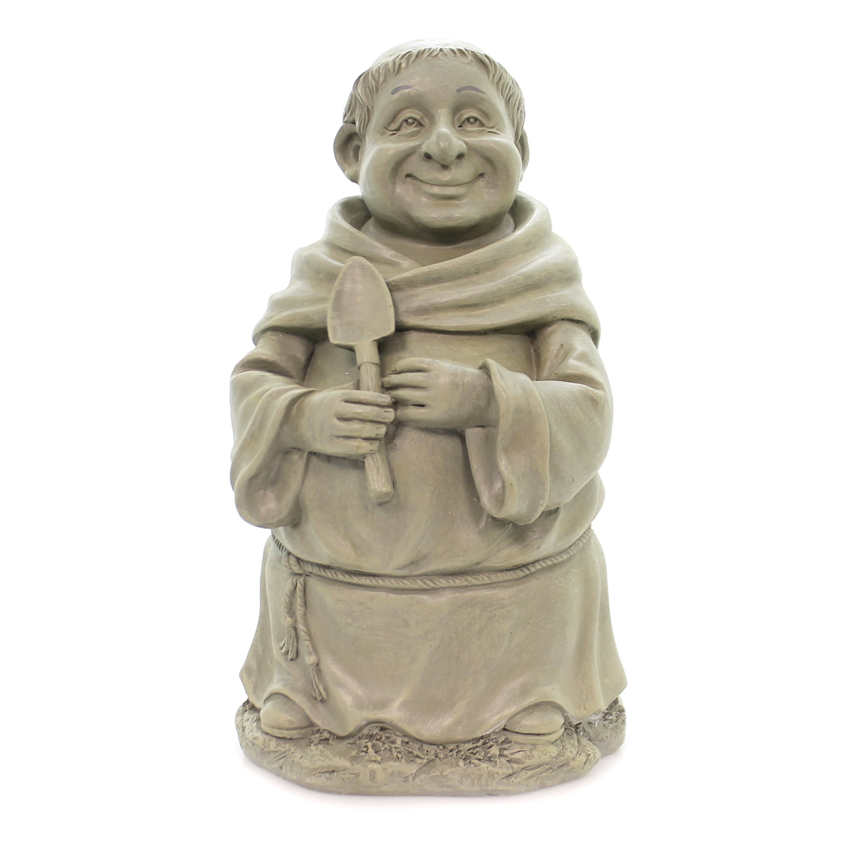 Roman 11.5" Gray Smiling Monk with a Shovel Religious Outdoor Patio ...