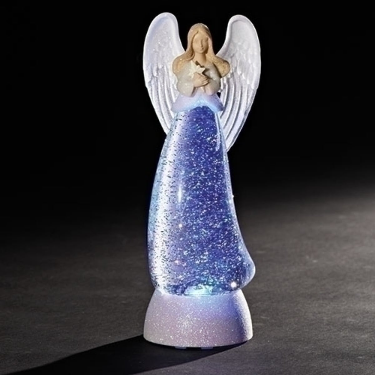 Roman 11" Pre-lit White Tri Color Swirl LED Angel Tabletop Figure ...