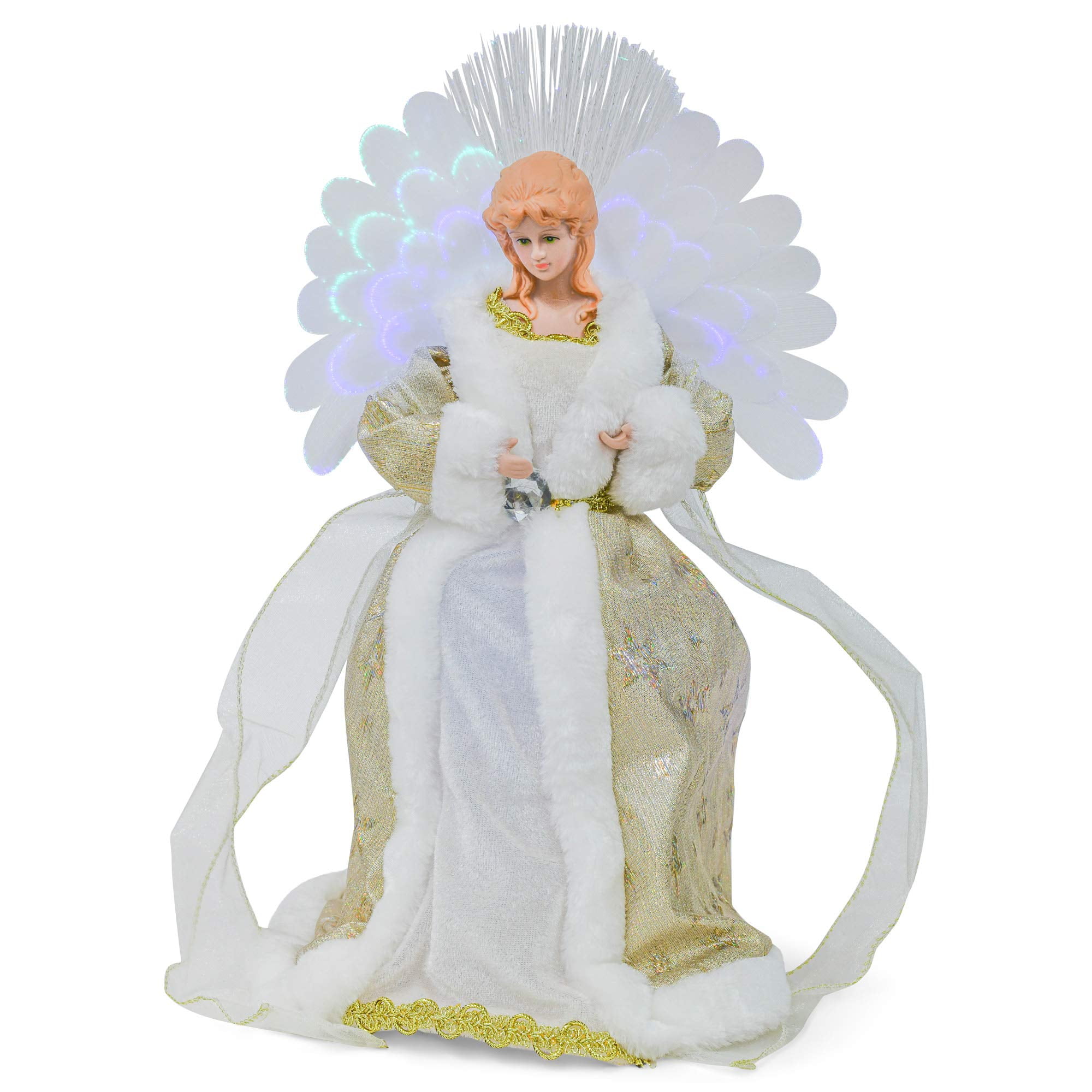 Roman LED Lighted Angel Christmas Tree Topper with Fiber Optic Wings ...