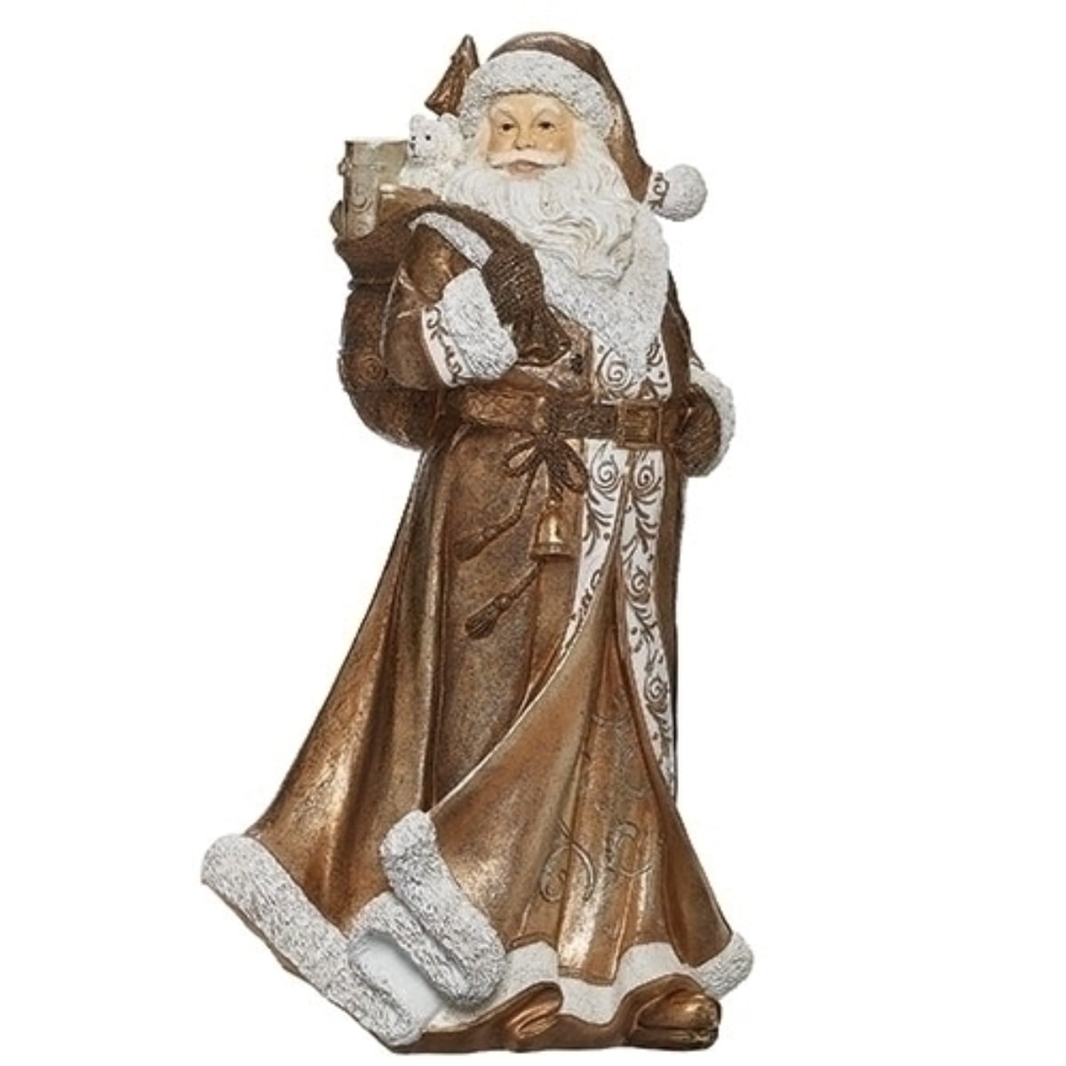 Roman 15.5" Brown and White Santa Christmas Tabletop Figurine - Walmart.com