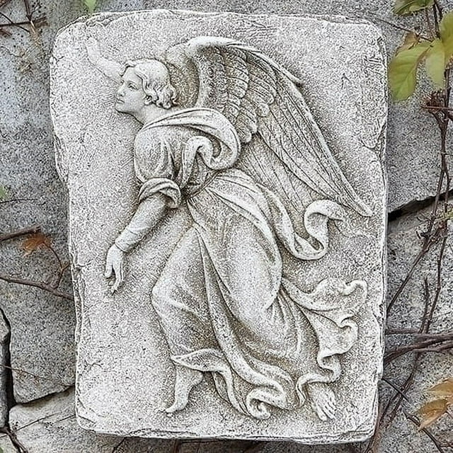 Roman 15" Gray Left Facing Angel Outdoor Garden Wall Plaque - Walmart.com