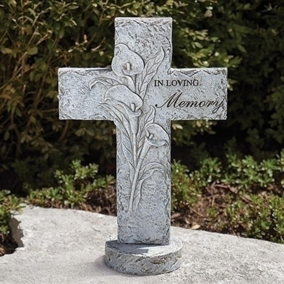 Roman 16.25" "In Loving Memory" Outdoor Garden Cross Statue - Walmart.com