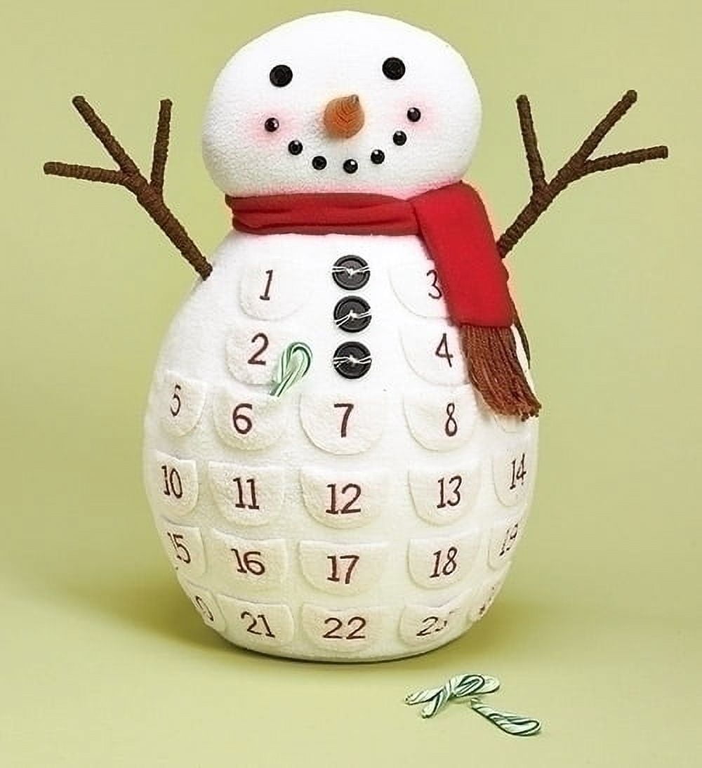 Roman 18" White and Red Plush Christmas Snowman Countdown Calendar ...
