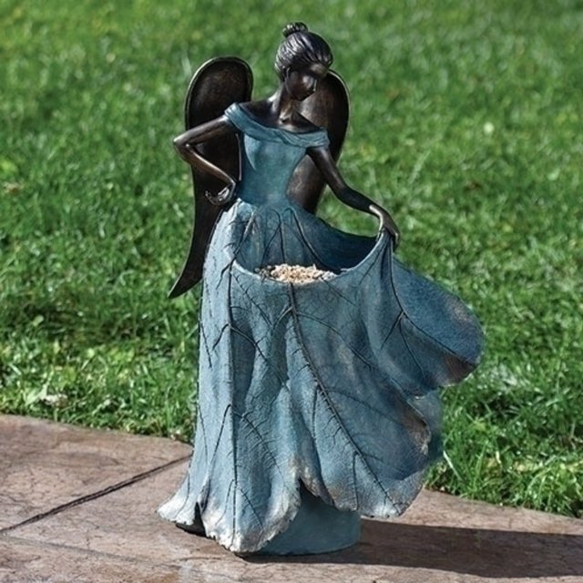 Roman 20" Angel with Leaf Dress Birdbath Statue for Yard and Backyard ...
