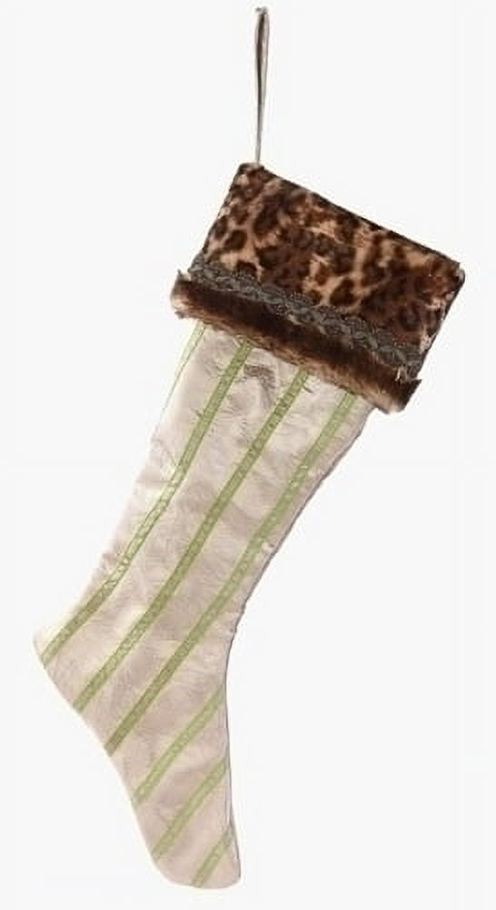 Roman 26" Brown and Green Striped Leopard Print Christmas Stocking ...