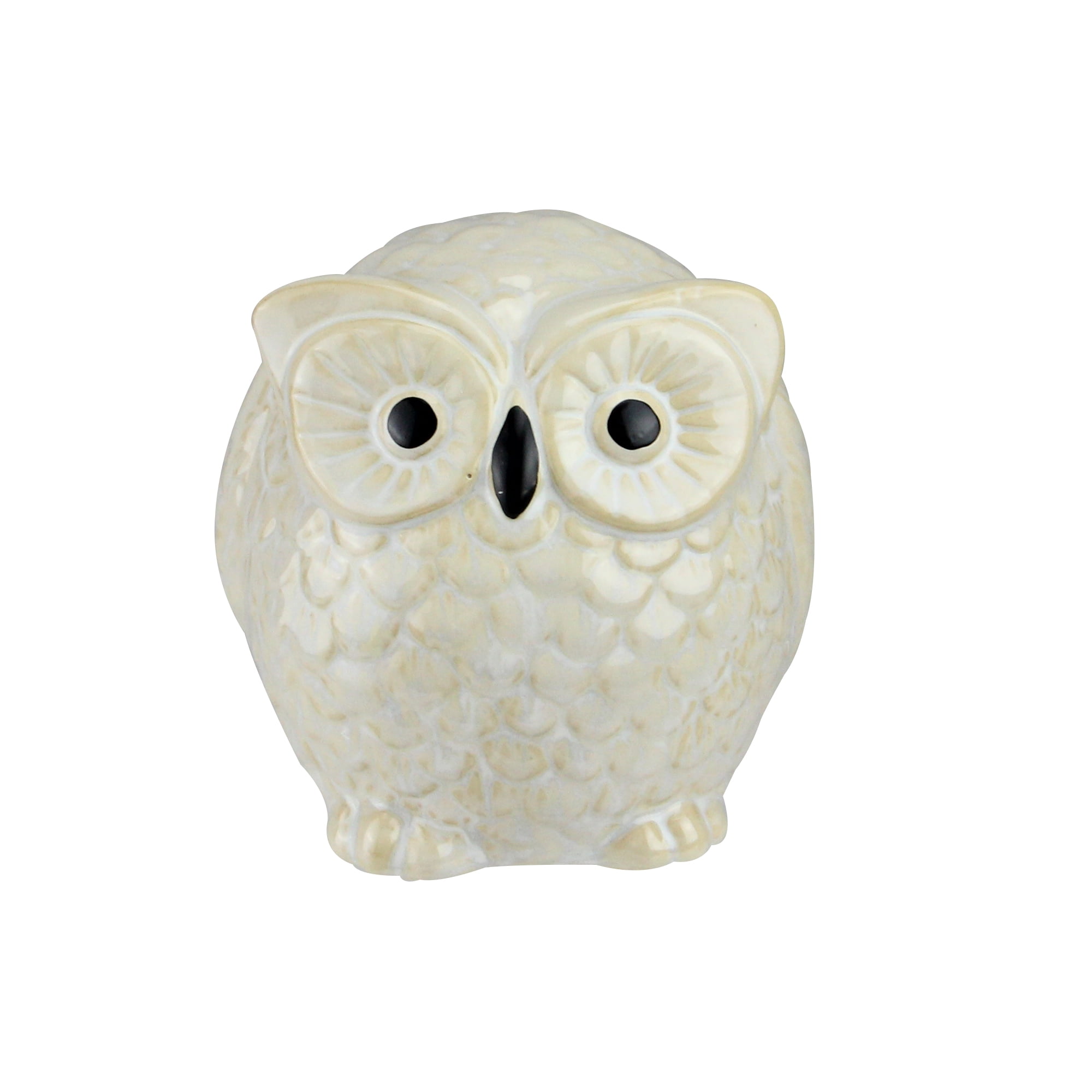 4.25" Pudgy Pals Wide Eyed Beige and Cream Owl Table Top Decorative ...