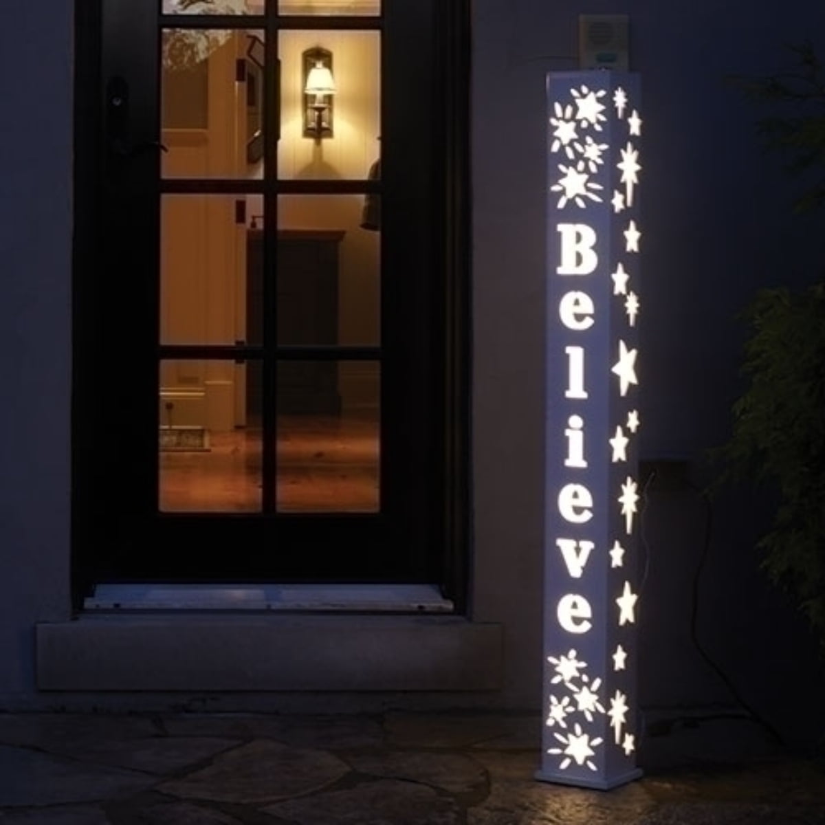Roman 48" White LED "Believe" Christmas Outdoor Light Post - Walmart.com