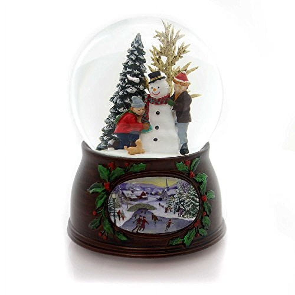 Roman 5" 100mm Kids/Snowman Dome W/Wood Look Base Plays "WE WISH YOU A ...