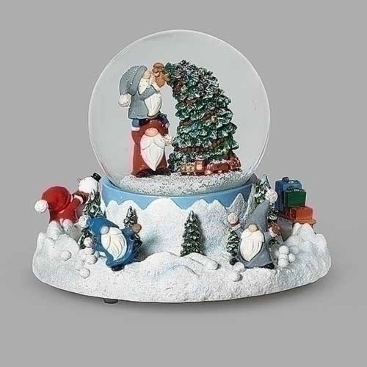 Roman 5.75" Rotating Gnome Christmas Musical Snow Globe - Walmart.com