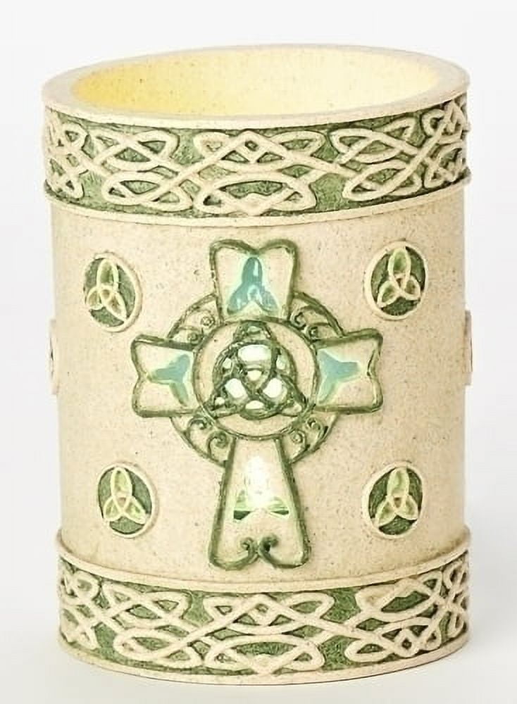Roman 5" Irish Night Celtic Cross Flameless Pillar Candle Lamp ...