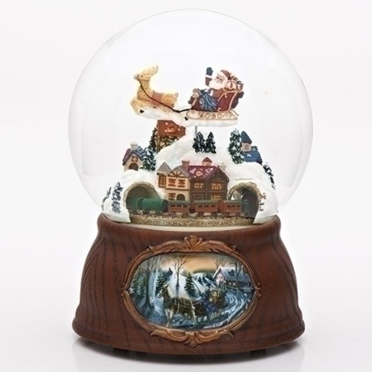 Roman 6.25" Santa with Train Christmas Musical Snow Globe - Walmart.com