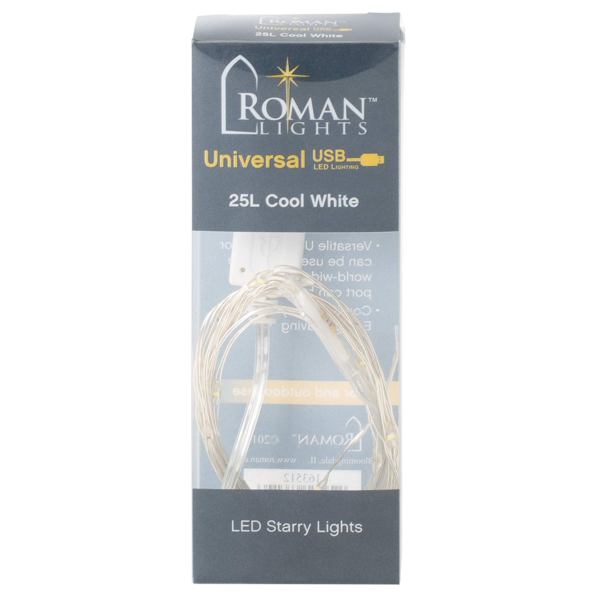 Roman 25L USB COOL WHITE LED STARRY LIGHT SILVER WIRE 8 FT L - Walmart.com