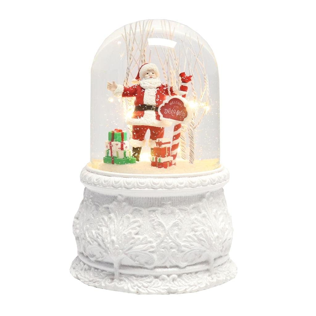 Roman 75565-6.2"H MUS LED SANTA TALL DOME GLITTERDOME BATT N/I WIND/UP ...