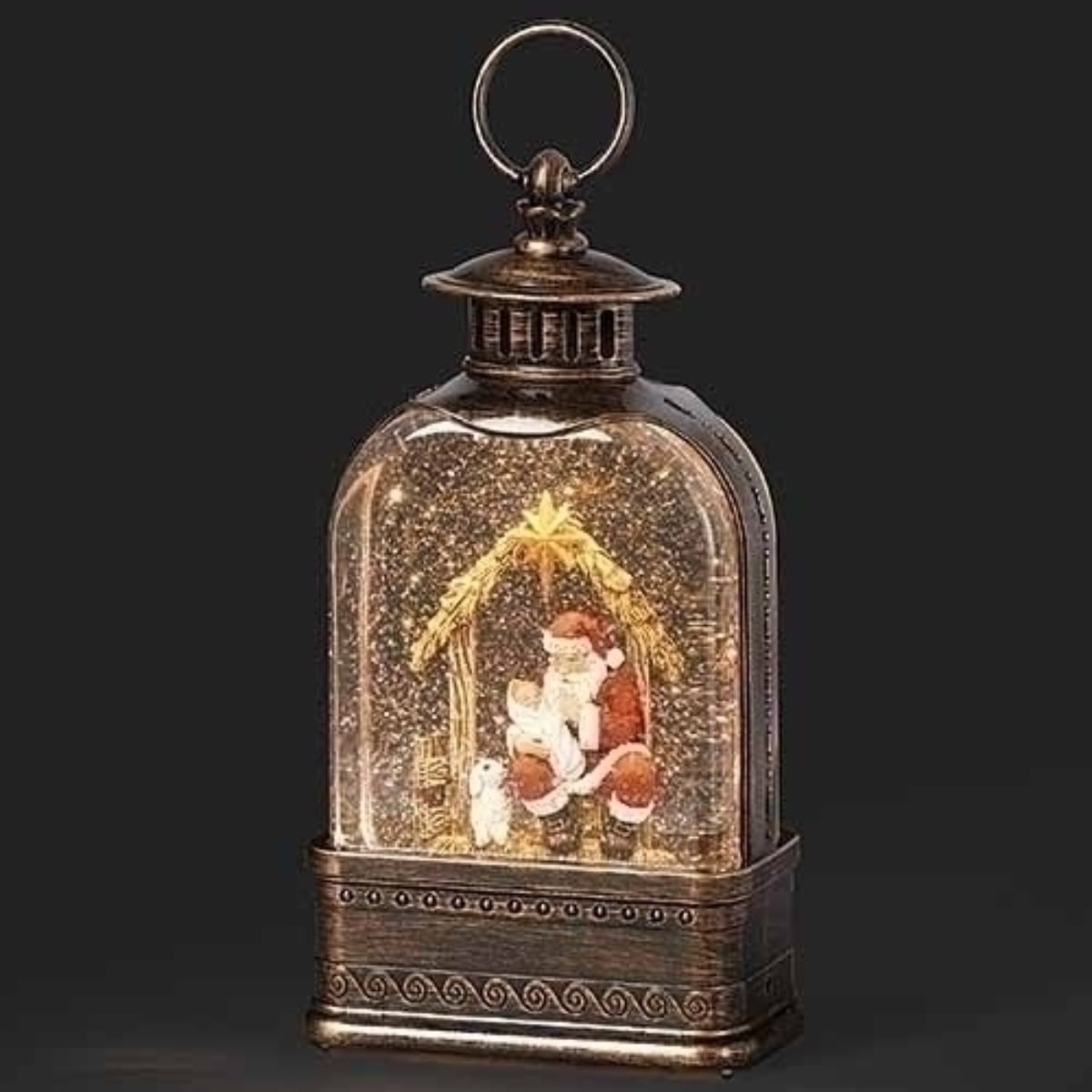 Roman 83576-9.5" Kneeling Santa LED Swirl Lantern (9.5"H LED SWIRL ...