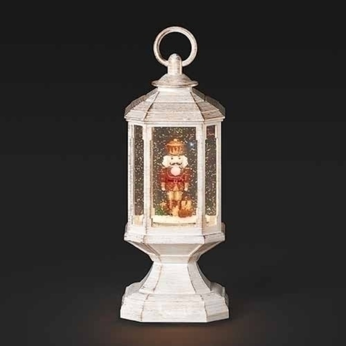 Roman 9" White LED Lighted Nutcracker Christmas Lantern Snow Globe ...