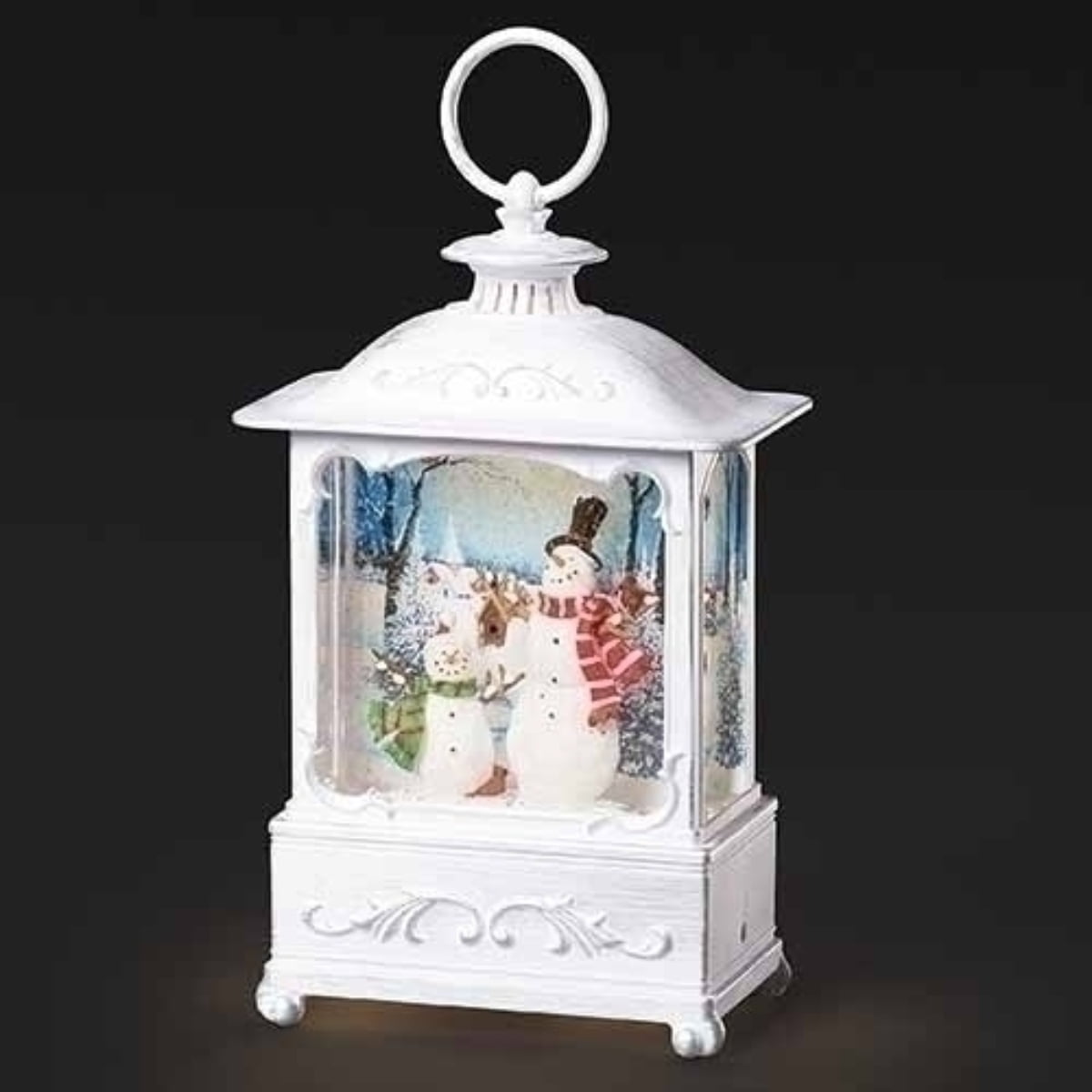 Roman 9" White and Red LED Swirl Snowmen Lantern Christmas Tabletop ...