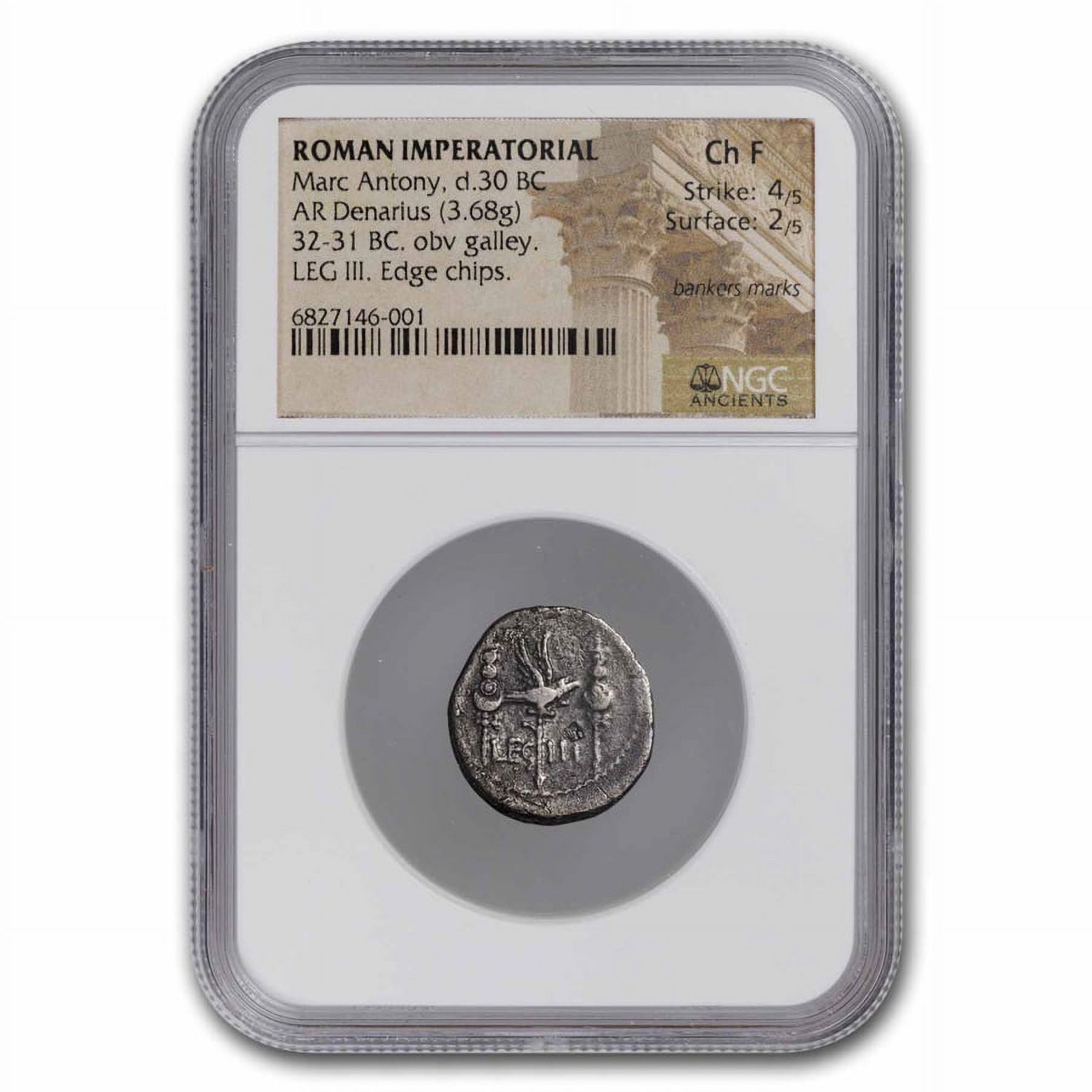 Roman AR Denarius Marc Antony Legion III (30 BC) Ch Fine NGC - Walmart.com