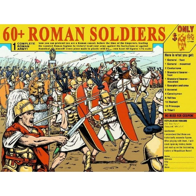Roman Army Toy Soldiers 60 Piece Set Unpainted Plastic Figures 1:72 ...