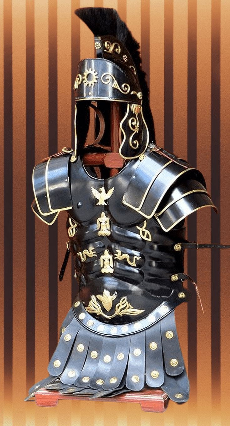 Roman Black Muscle Armor Cuirass with Shoulder Armor - Walmart.com