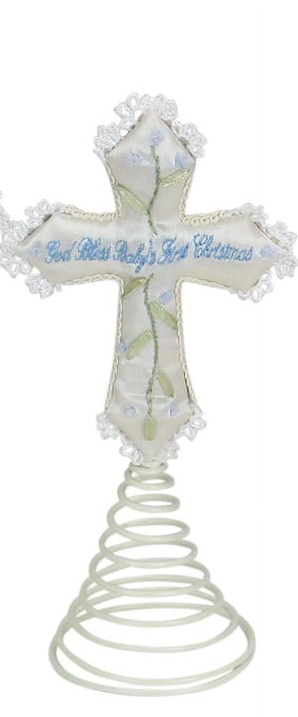 Roman Blue God Bless Baby's First Christmas Cross Tree Topper - Walmart.com