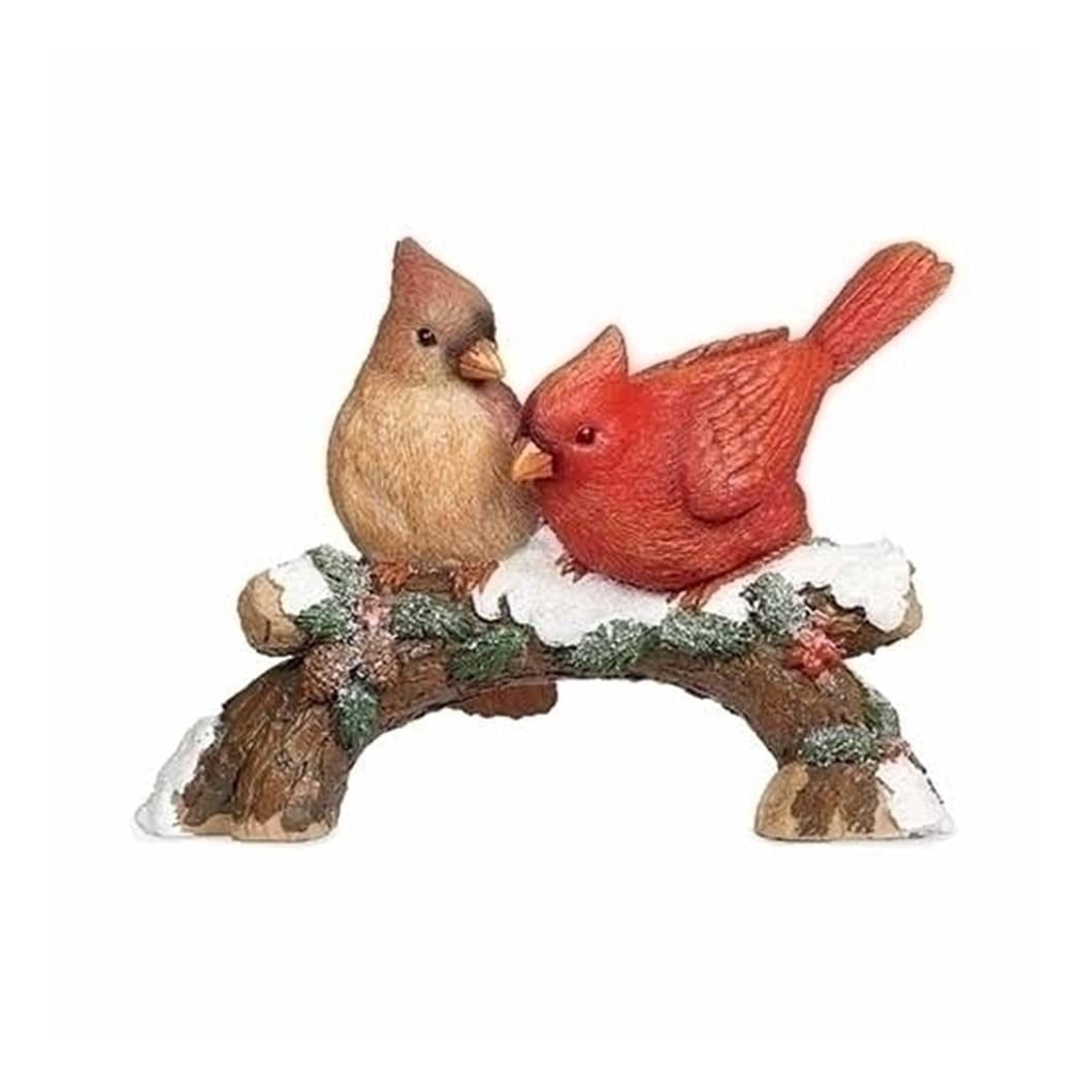 Roman Cardinal Pair on Arch with Holly and Snow Glitter Figurine, 6 ...