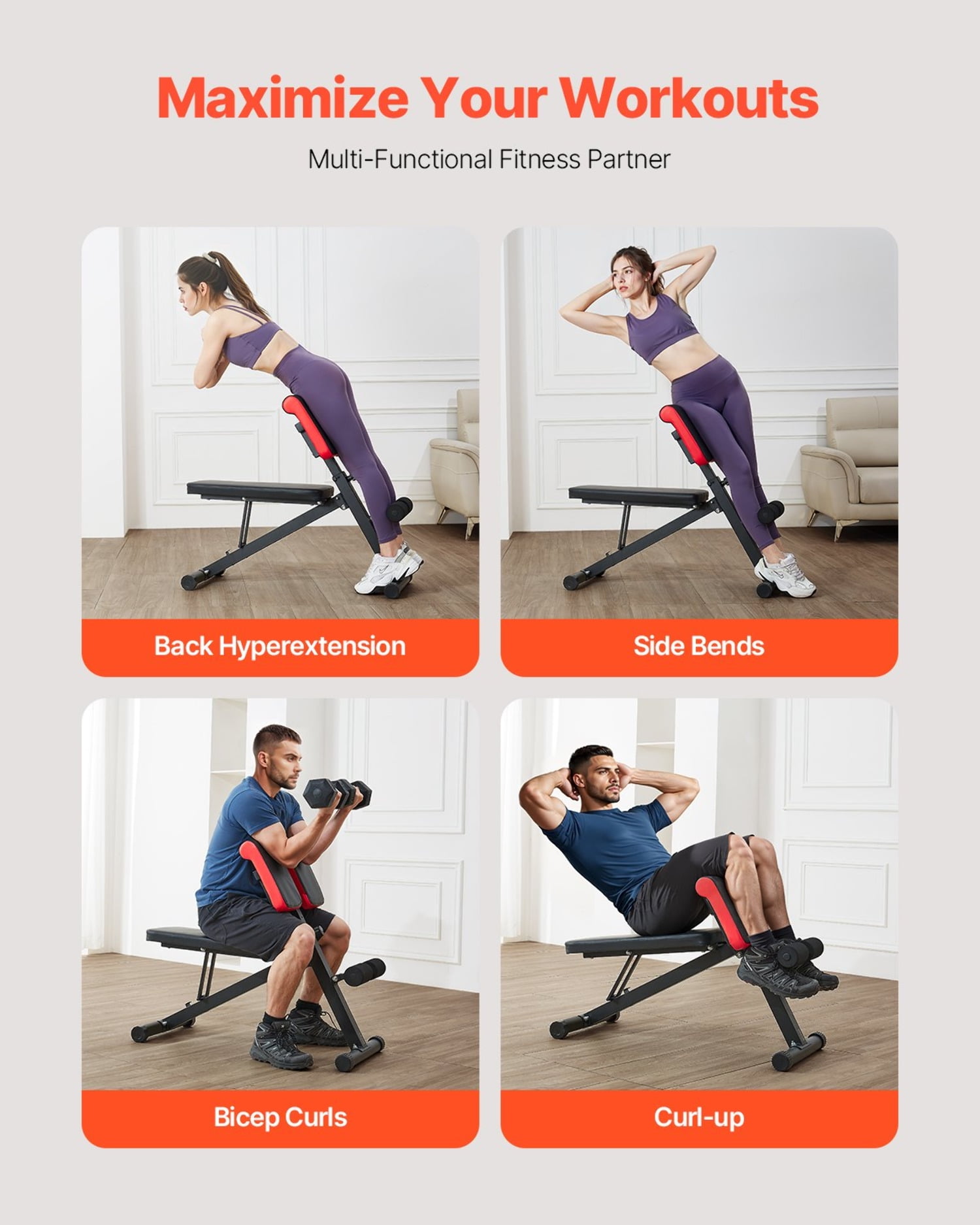 Roman Chair Back Extension Hyperextension Bench Adjustable Foldable ...